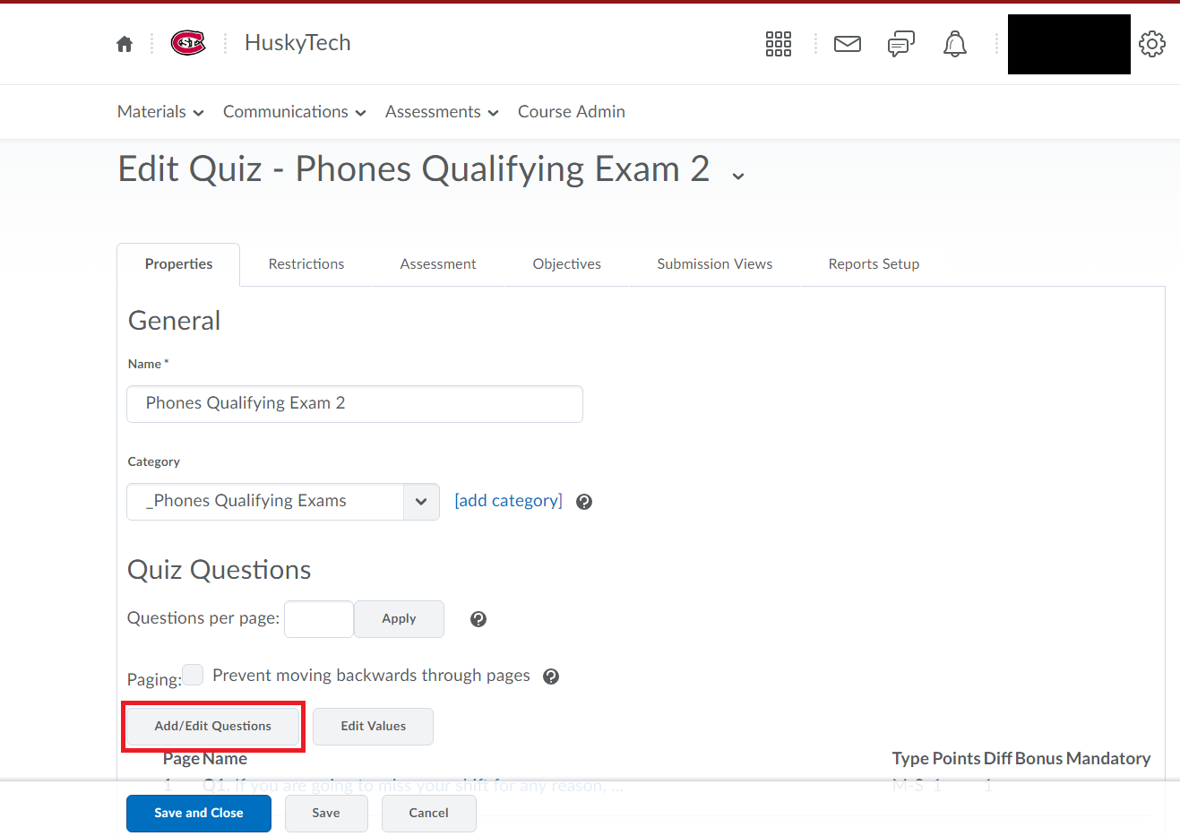 Article - How to Edit a Quiz in D2L